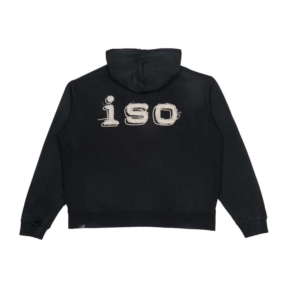 iso Frayed Logo Zip Hoodie (Black) – iso|supremacy